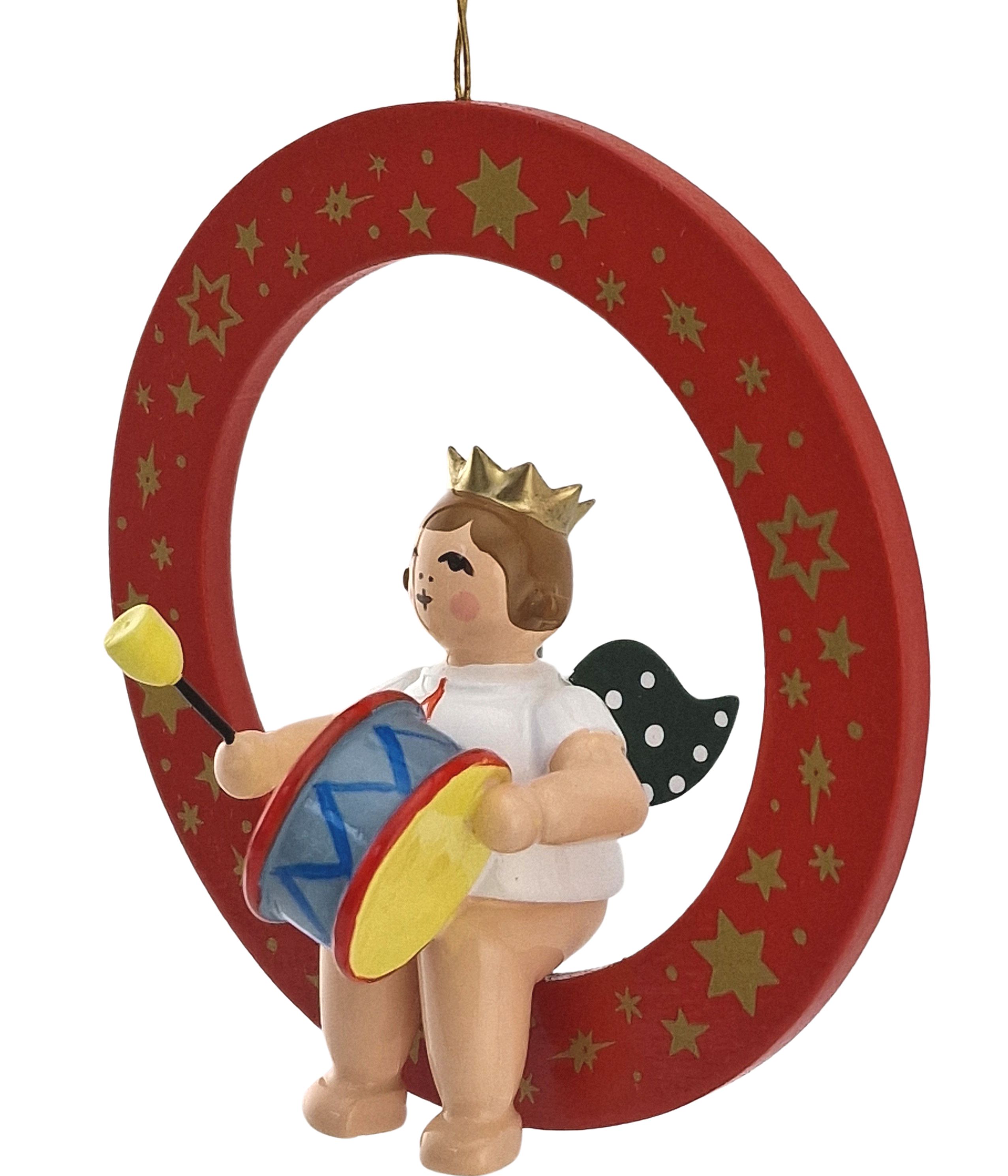 Ellmann Baumbehang Engel im roten Ring - mit großer Trommel, mit Krone ...