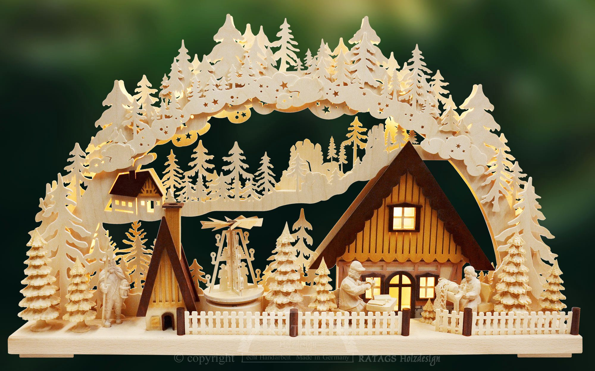 Ratags 3D-Schwibbogen Erzgebirgisches Kunsthandwerk, farbige Dächer ...