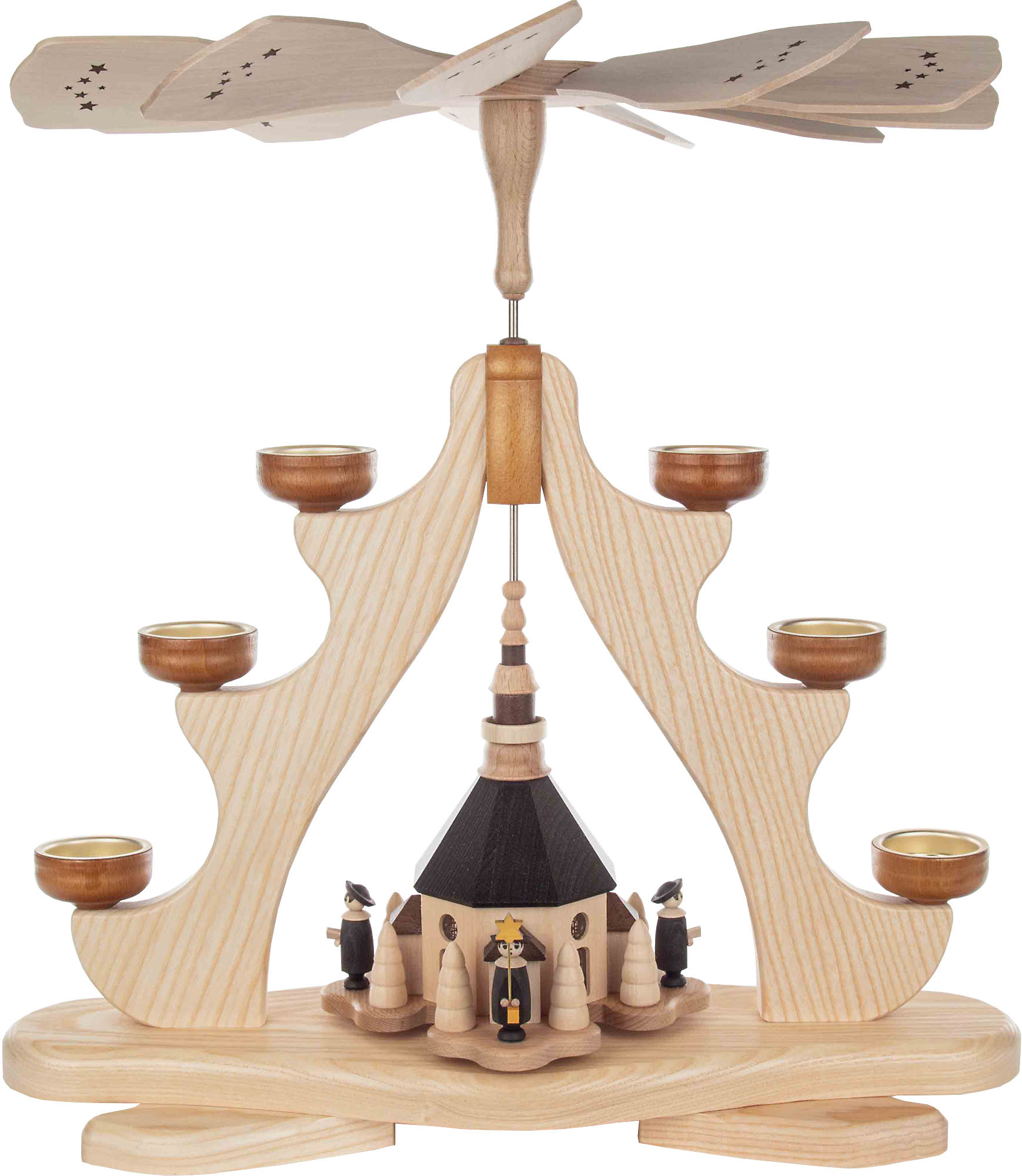 Zeidler Pyramide mit großer Seiffener Kirche, Kurrende und Bäumchen für ...